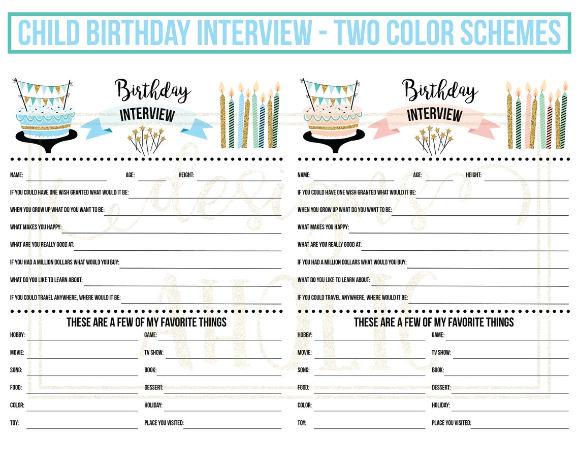 Birthday Interview & Gift Questionnaire Bundle Birthday | Etsy