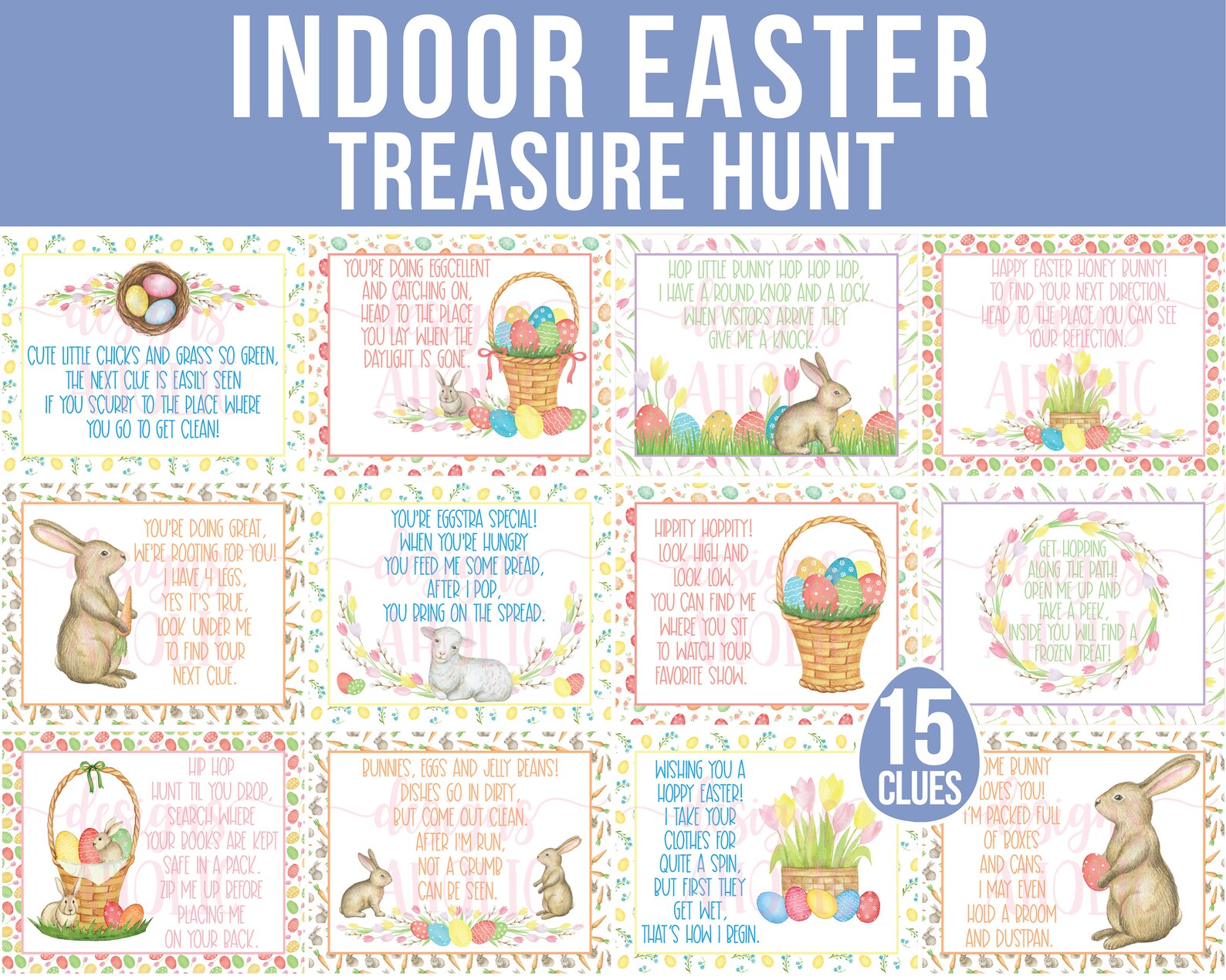 Indoor Easter Treasure Hunt Clues Indoor Easter Scavenger - Etsy