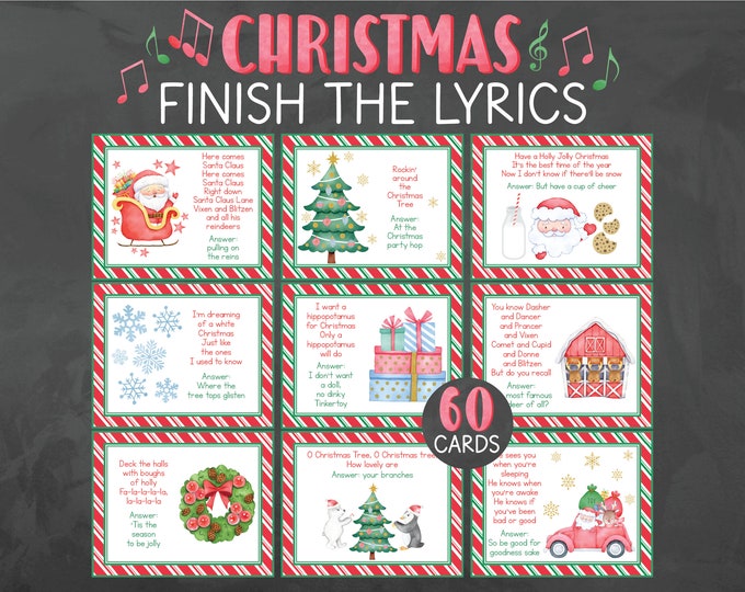 Christmas Song Game Finish the Lyrics Printable Christmas Party Game ...