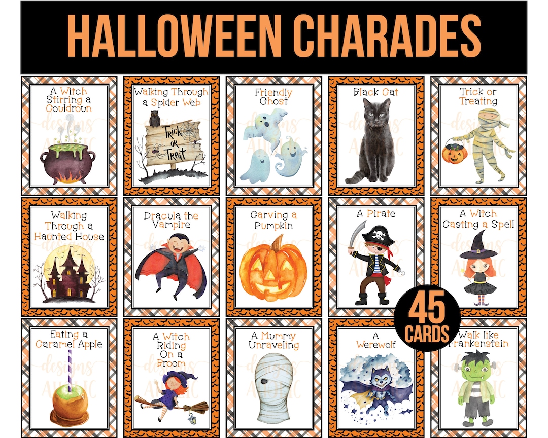 45 Halloween Charades Halloween Charades Game Halloween Games Halloween ...