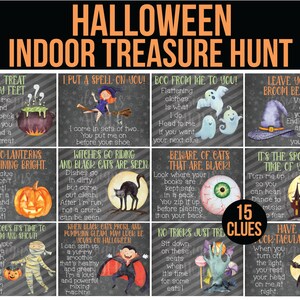 Indoor Halloween Treasure Hunt Clues Halloween Scavenger Hunt Clues ...