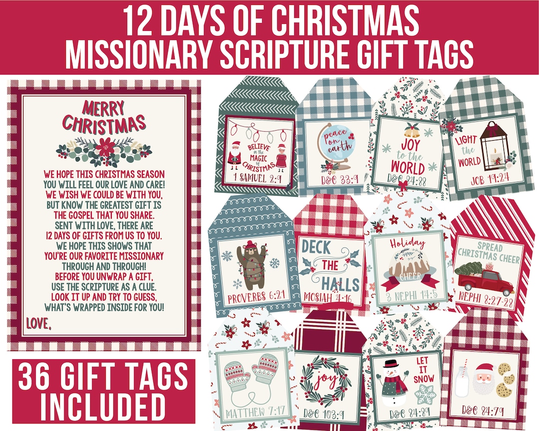 12 Days of Christmas Missionary Scripture Gift Tags LDS Missionary ...