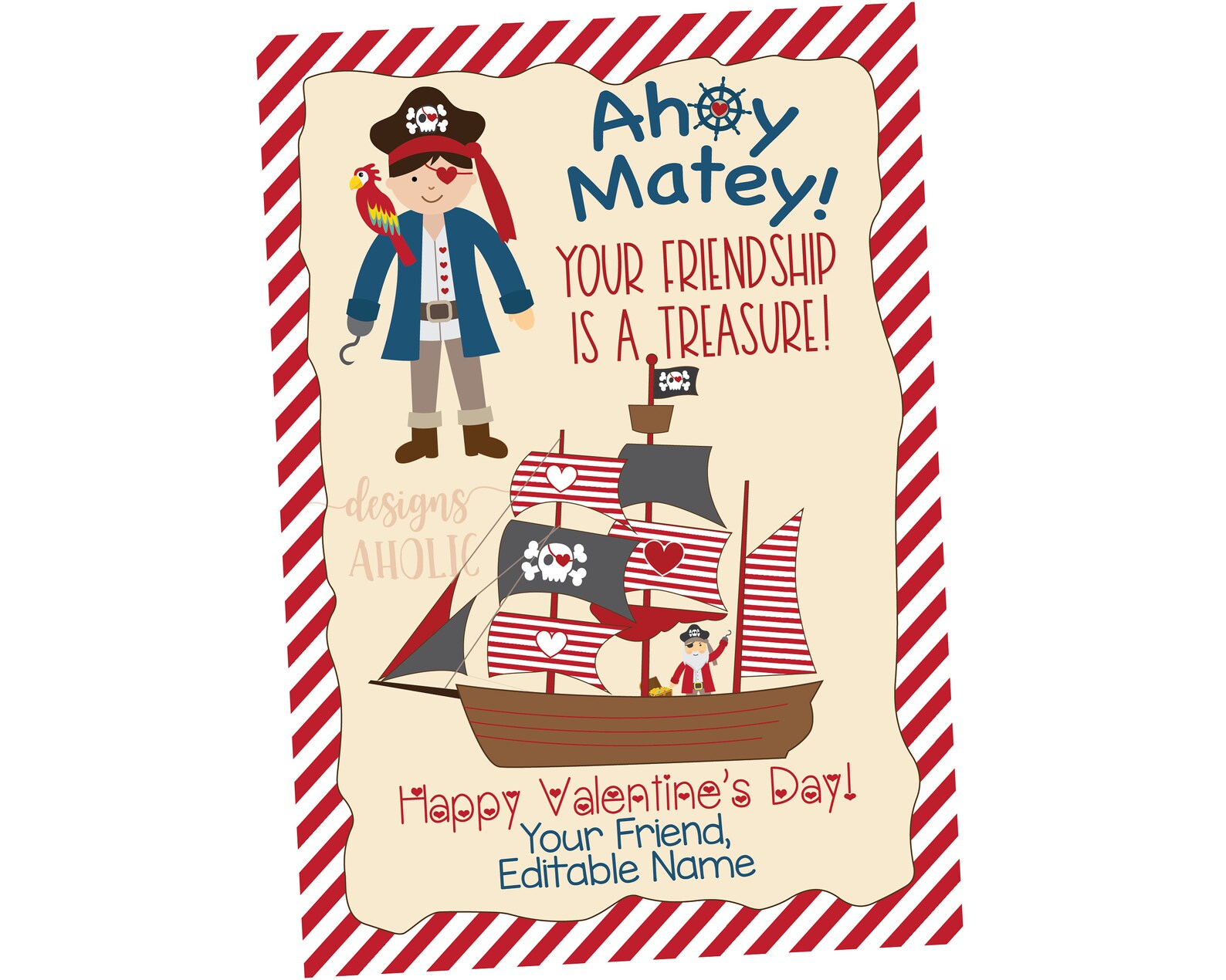 Chips Ahoy Valentine Cards Pirate Valentine Cards Boy Pirate Valentines ...