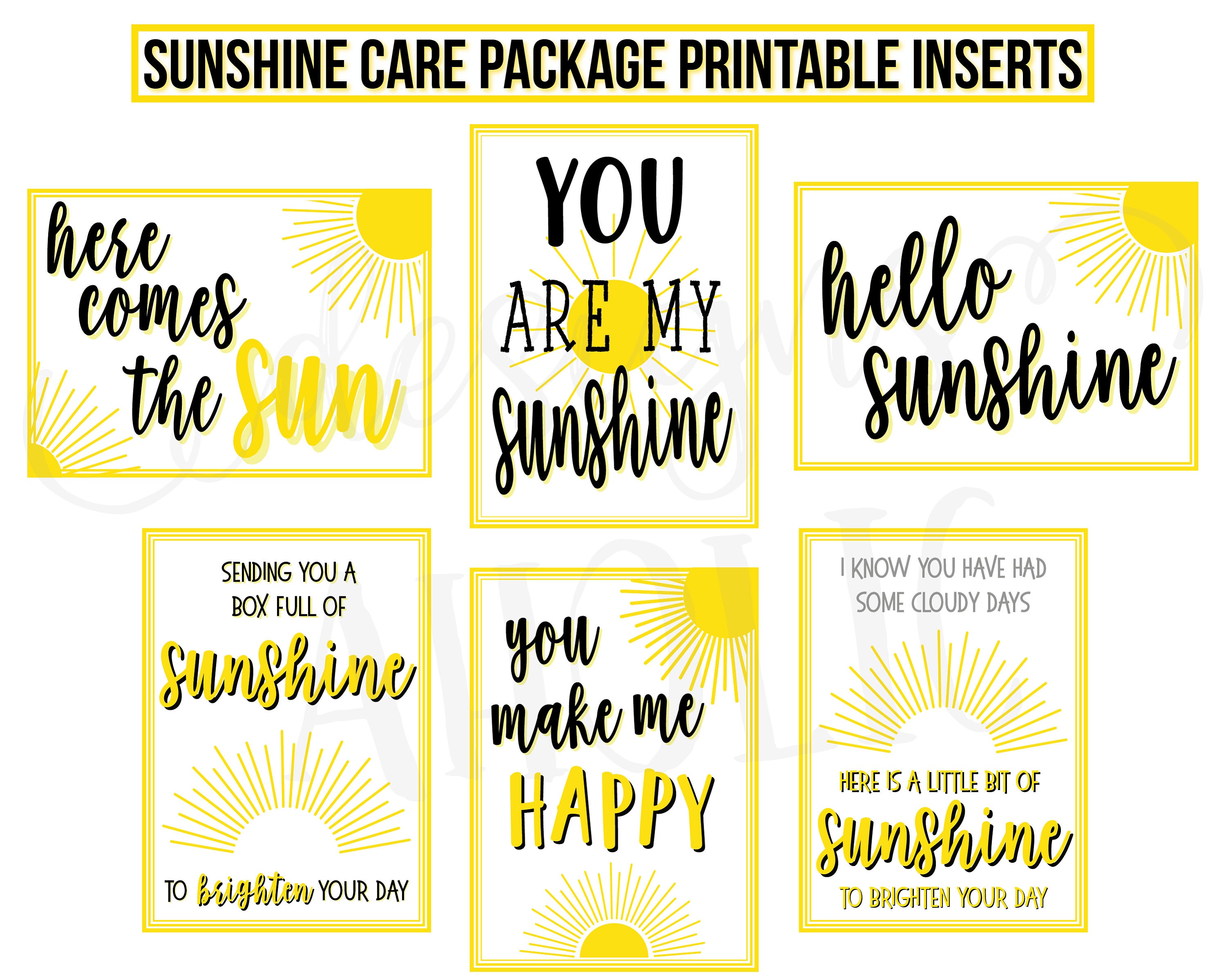 Sunshine Box Printables & Address Label - Sunshine Care Package Inserts ...