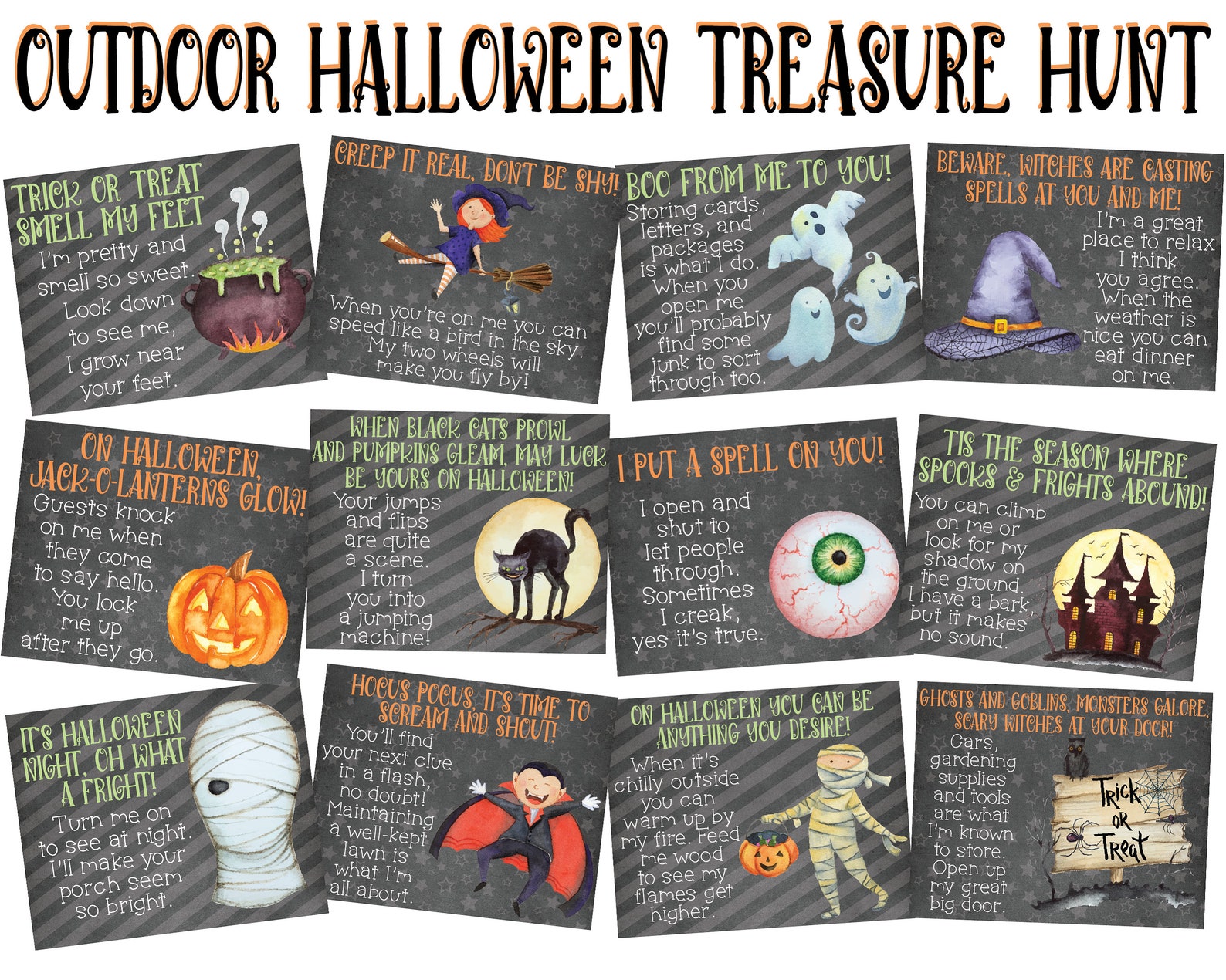 Outdoor Halloween Treasure Hunt Clues Halloween Scavenger | Etsy