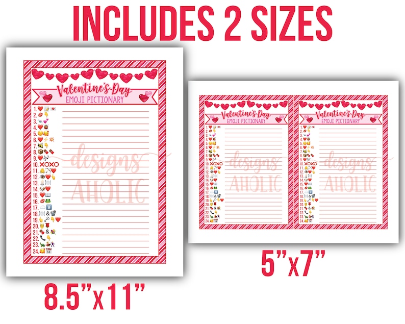 Valentine's Day Emoji Pictionary - Valentine's Day Printable Game ...