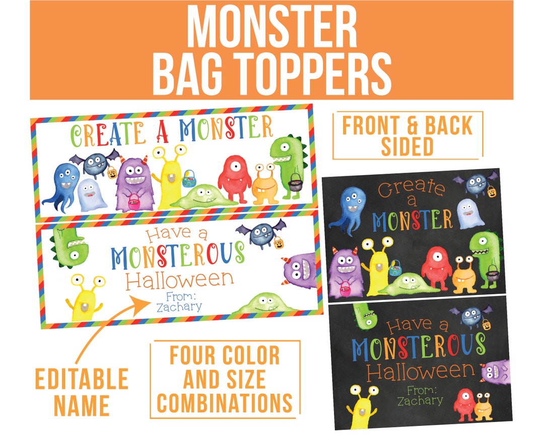 Create a Monster Bag Topper Label Treat Bag Make a Monster Bag Topper ...