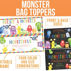 Create a Monster Bag Topper Label Treat Bag Make a Monster Bag Topper ...