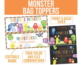 Build Your Own Monster Bag Topper Halloween Bag Topper - Etsy