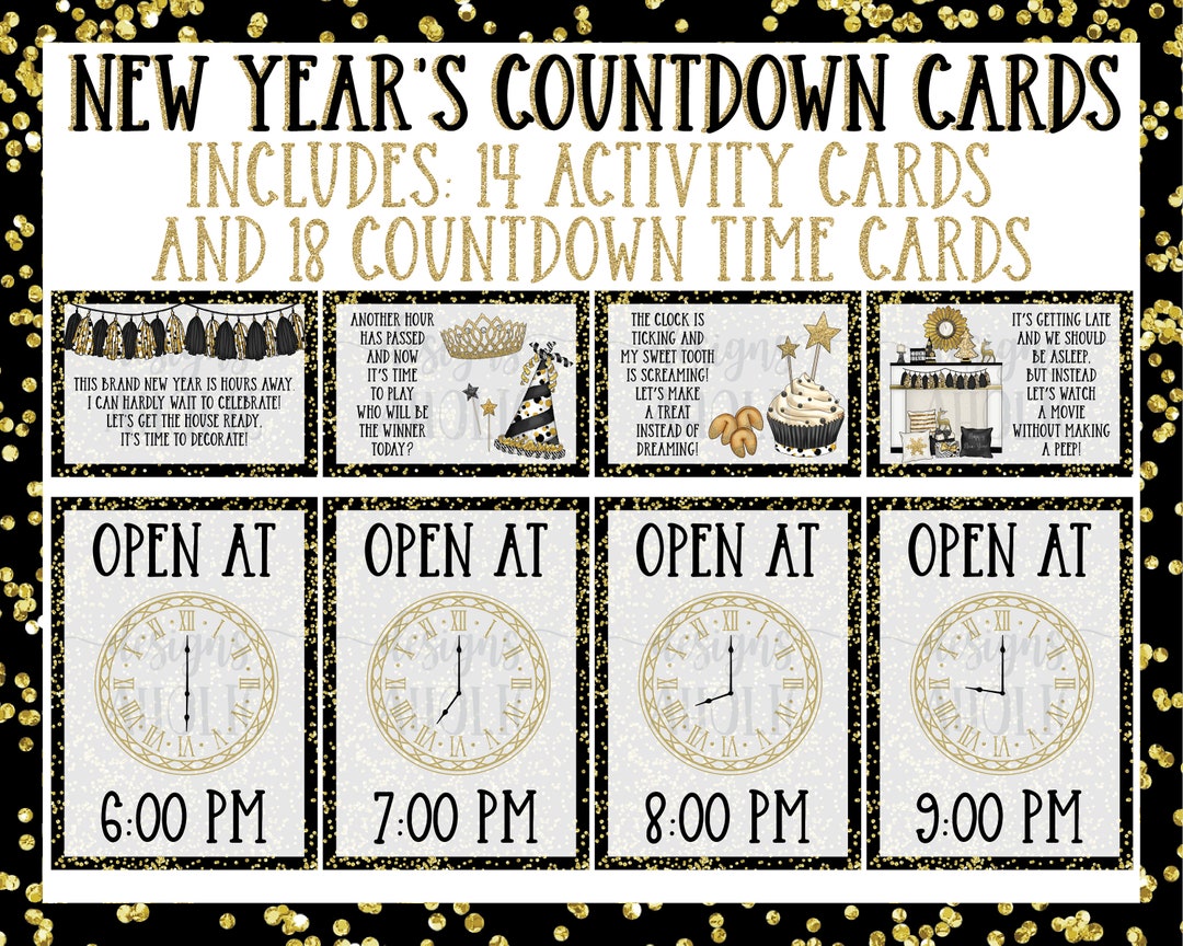 New Years Eve Countdown Time and Activity Cards New Years - Etsy