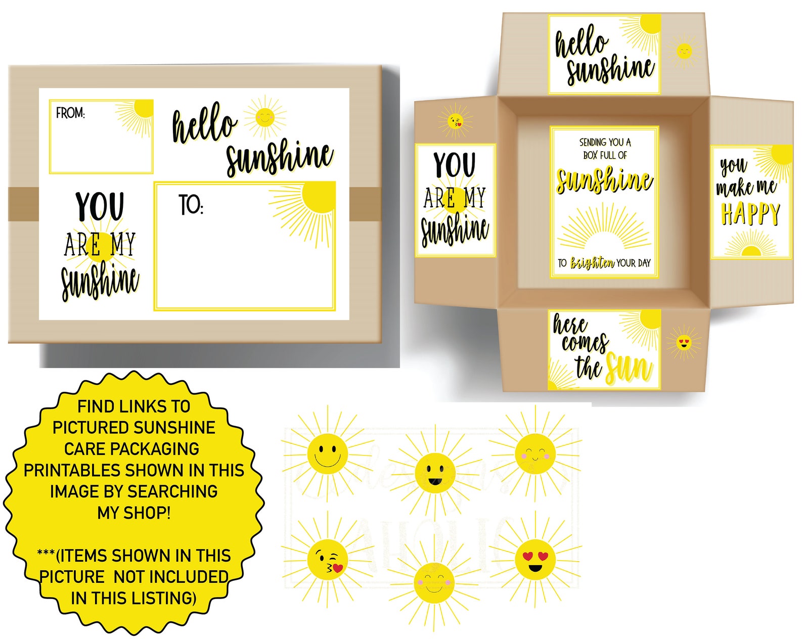 48 Sunshine Box Printable Gift Tags Sunshine Care Package - Etsy