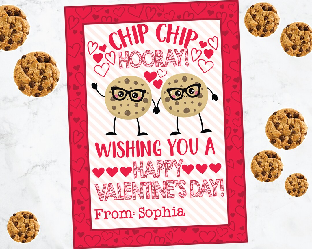Cookie Valentines Day Card - Cookie Valentines - Chocolate Chip Cookie ...
