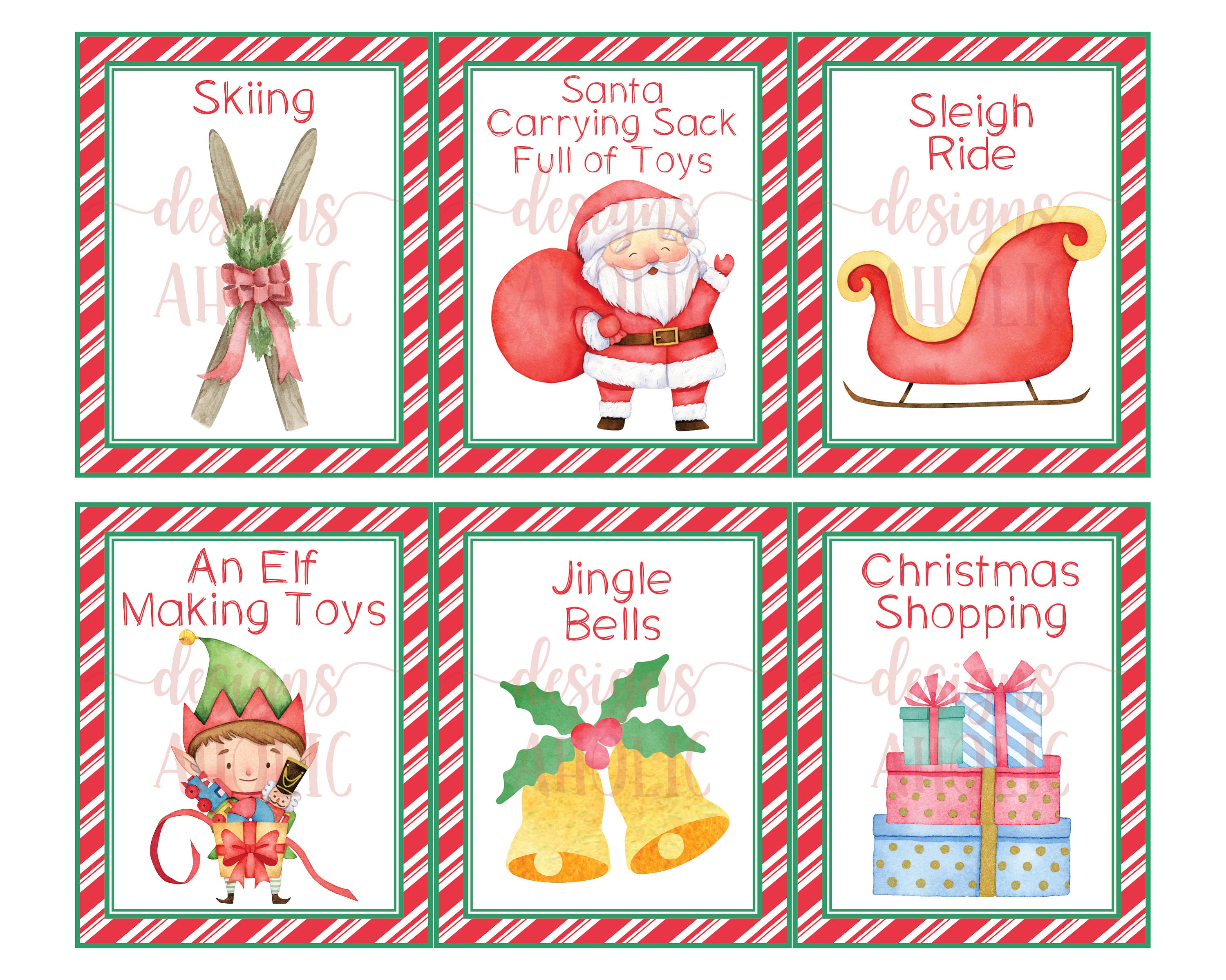Christmas Charades - 42 Christmas Charades Cards - Christmas Game ...