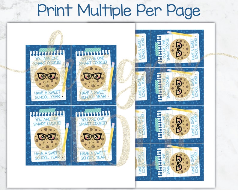 Back to School Cookie Gift Tag Chocolate Chip Cookie Gift | Etsy