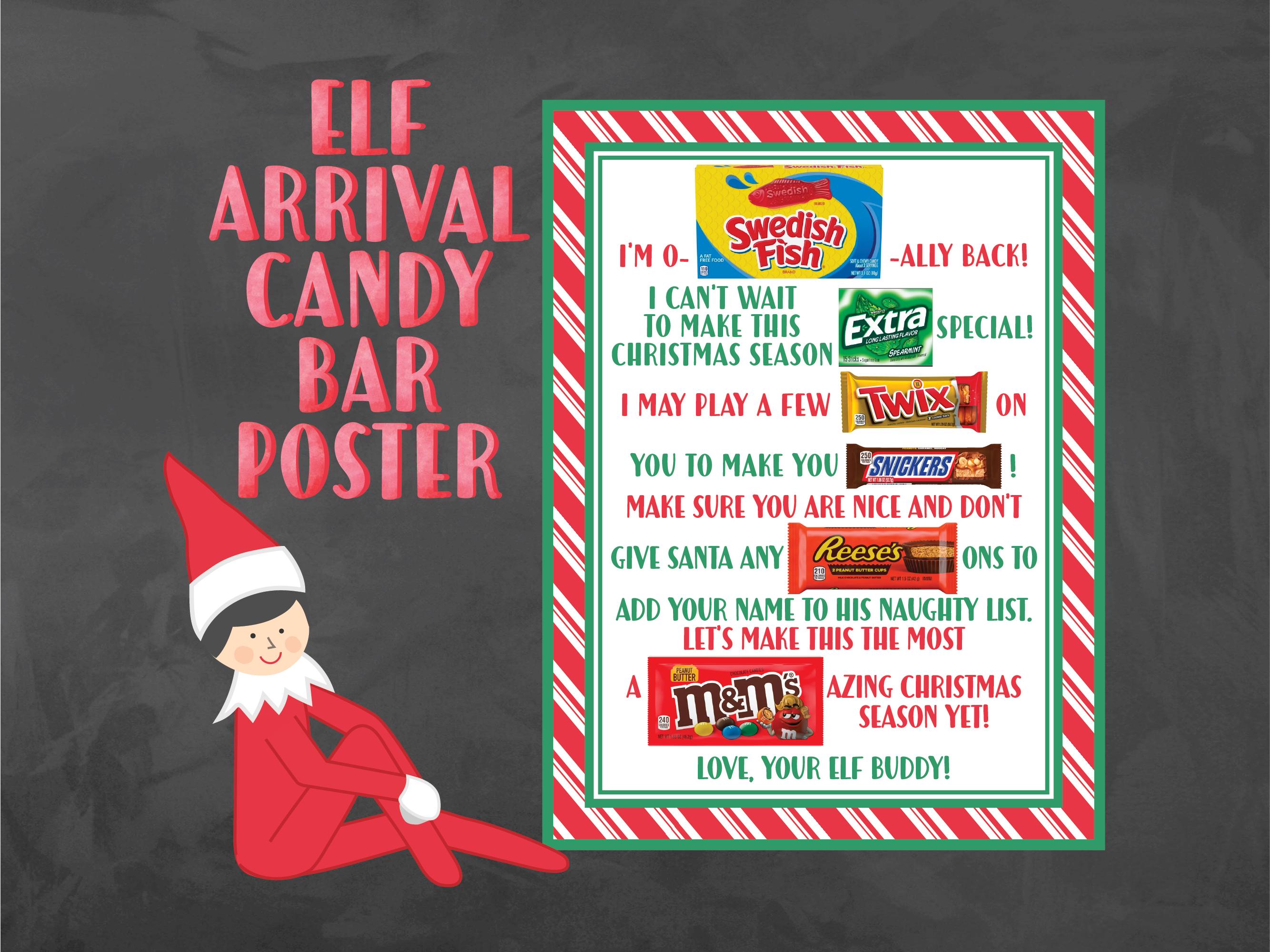 Elf Arrival Candy Bar Poster - Elf Arrival Letter - Elf Arrival Note ...