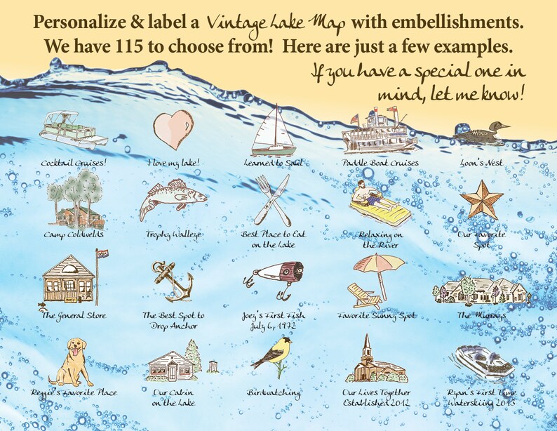 Barbee Chain of Lakes, Indiana. Vintage-inspired Lake Map Print. Lake ...