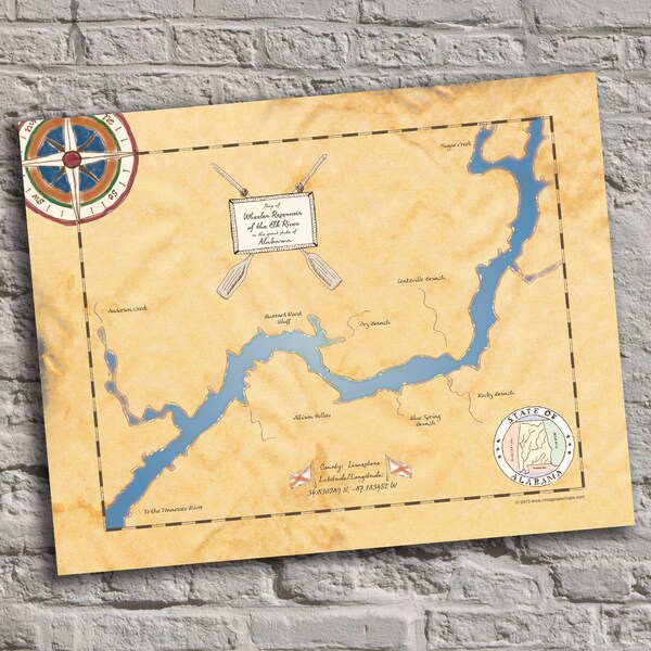 Elk River Alabama Map - Etsy
