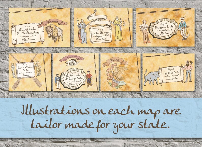 Random Lake, Wisconsin. Vintage-inspired Lake Map Print. Personalized ...