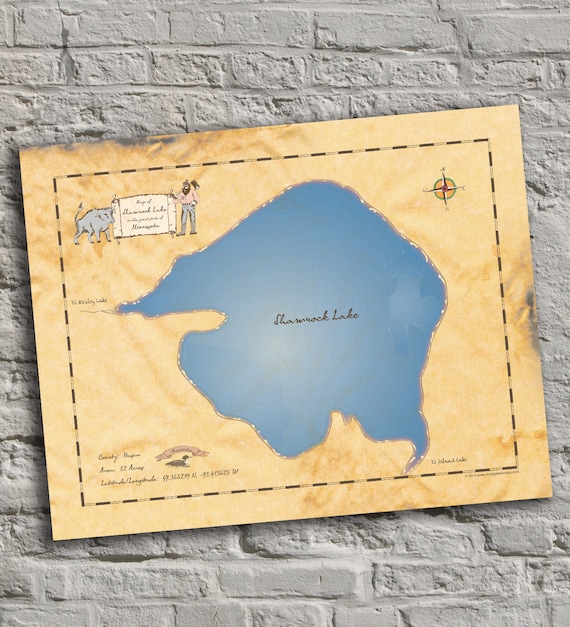 Shamrock Lake Minnesota. Vintage-inspired Lake Map Print. | Etsy