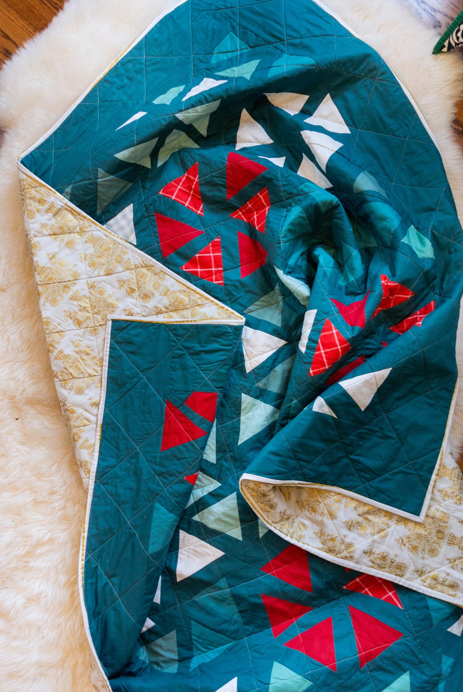 Winter evergreen Christmas Throw Size Patchwork Quilt | Etsy