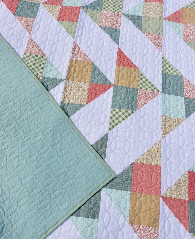 Springtime Floral Throw Size Patchwork Quilt Cirrus Pattern - Etsy