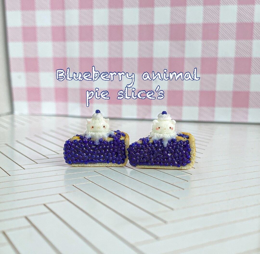 Kawaii Animal Blueberry Pie Slice one Charm Polymer Clay Charm Gift ...