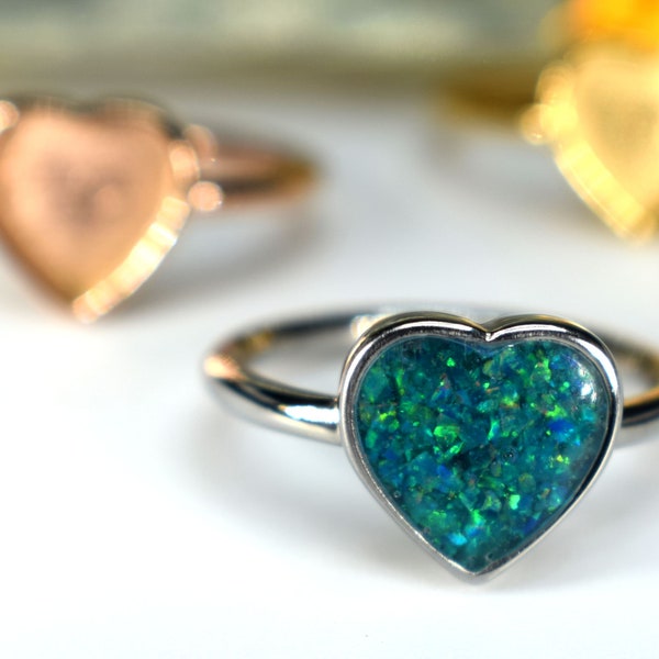 Opal Heart Ring - Etsy