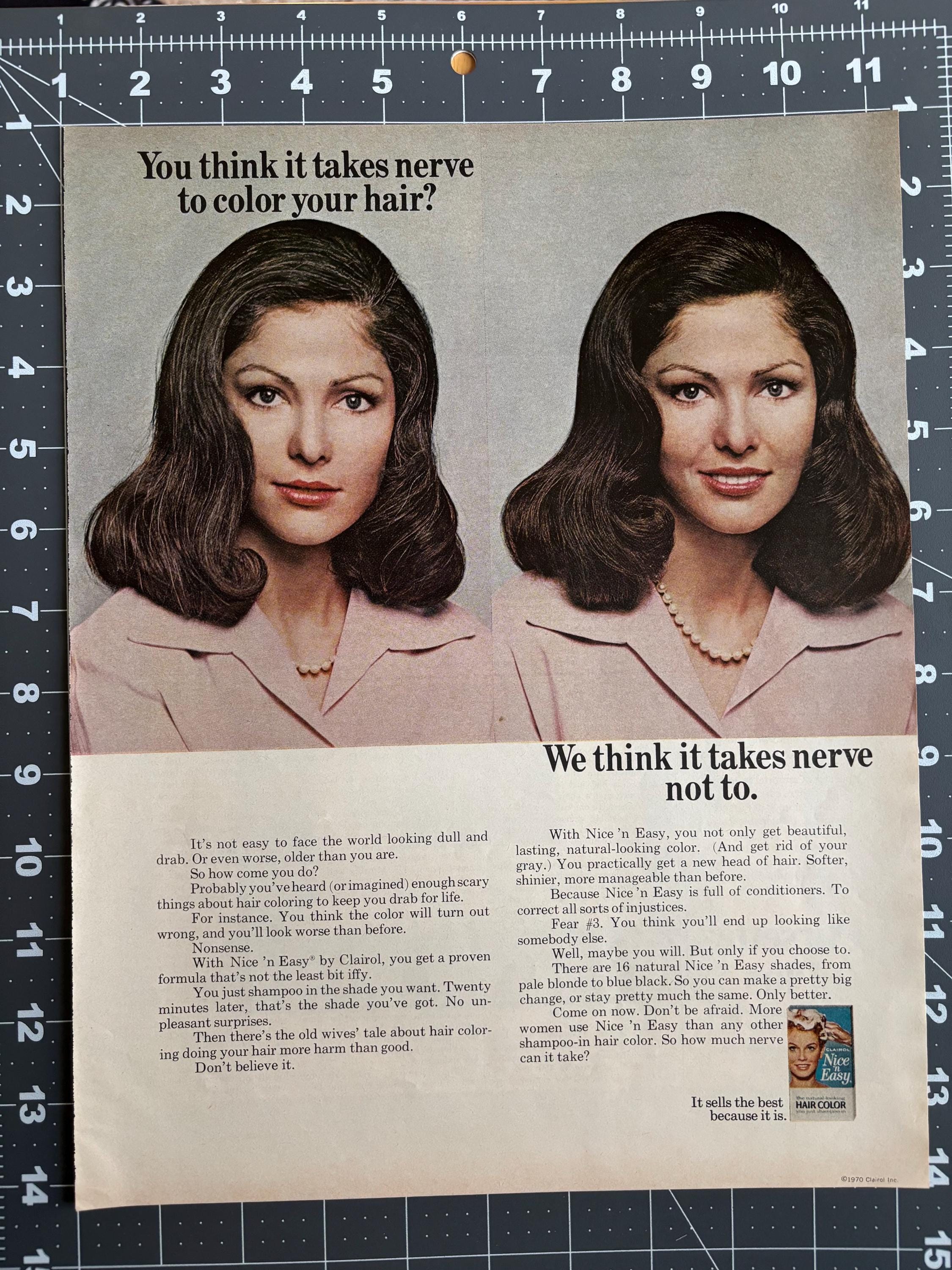 1970 Clairol Nice ‘n Easy Original Vintage Advertisement Hair Color Dye ...