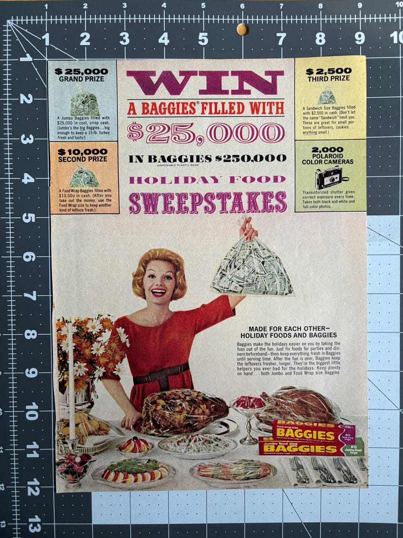 1964 Baggies Original Vintage Advertisement Food Storage Plastic ...