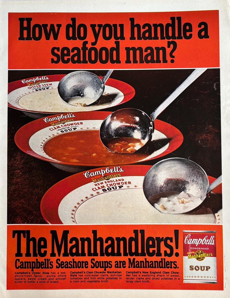 1970 Campbell’s Original Vintage Advertisement Seafood Seashore ...