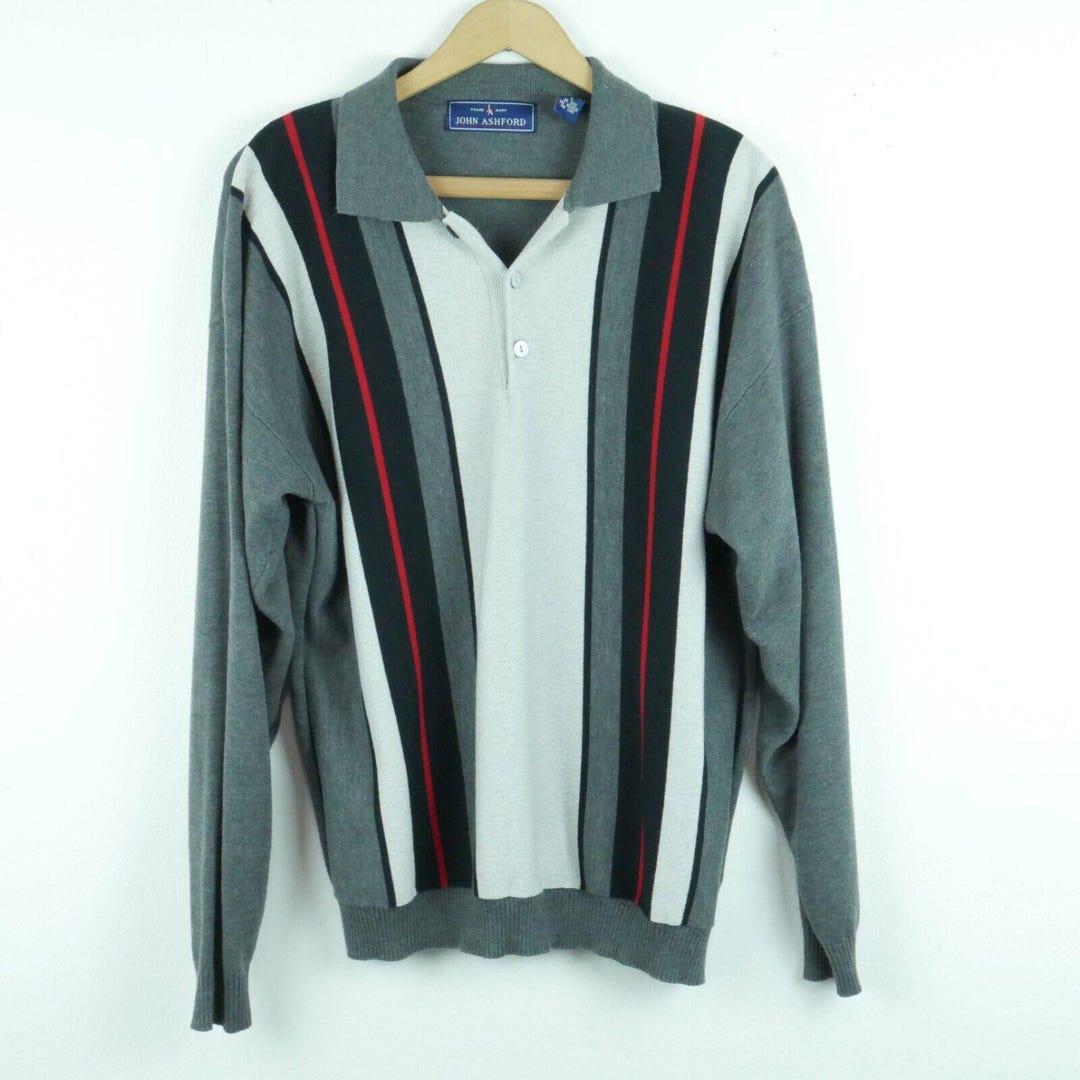 Vintage Large Collared Sweater Eclectic Grandpa Retro Striped ...