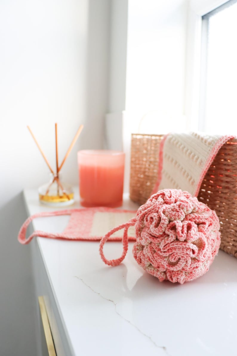 CROCHET LOOFAH PATTERN / Crochet Shower Set Pattern - Crochet Back ...