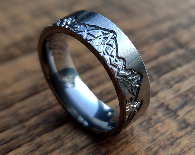 The Rocky Top, Hand Ground Ring, Mountain Range Ring, Men's Mountain ...