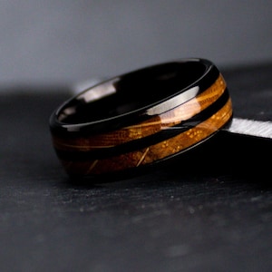 The Curator, Bourbon Whiskey Barrel Black Tungsten Wedding Rings, 8 Mm ...