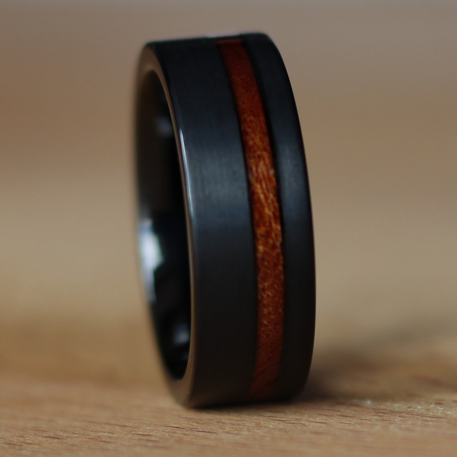 Black Redwood Redwood Ring Matte Ring Tungsten Wood Ring - Etsy