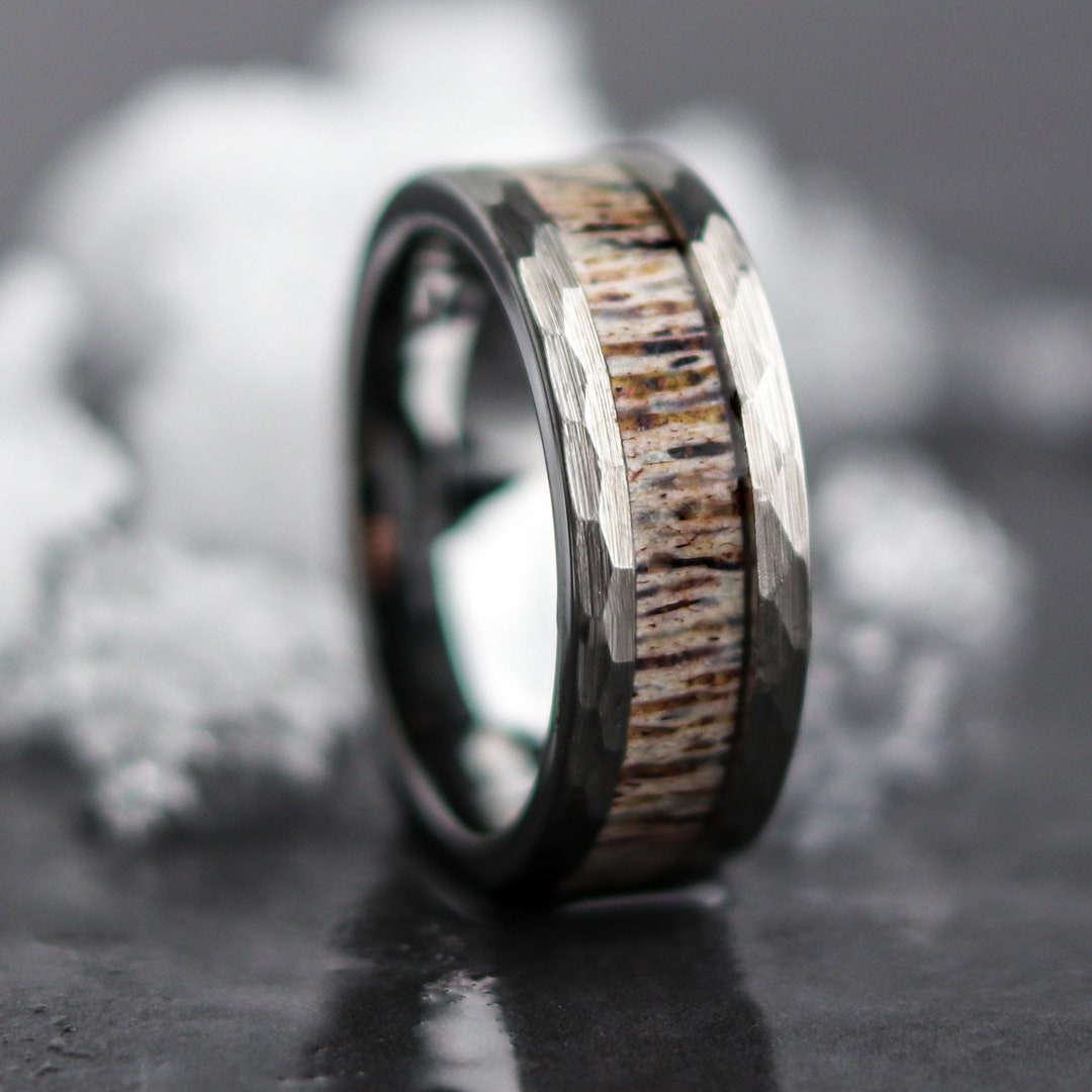 The Yee, Antler Ring, Hunter Ring, Men's Ring, Hammered Wedding Band ...