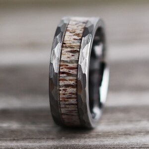 The Yee, Antler Ring, Hunter Ring, Men's Ring, Hammered Wedding Band ...