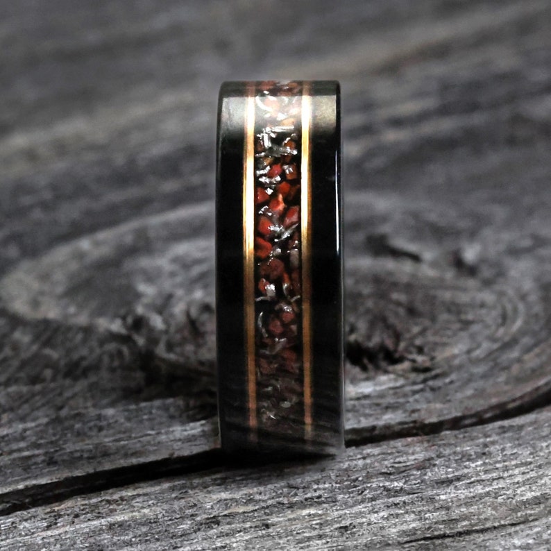 The Jurassic Dinosaur Bone Wedding Ring Meteorite Wedding - Etsy