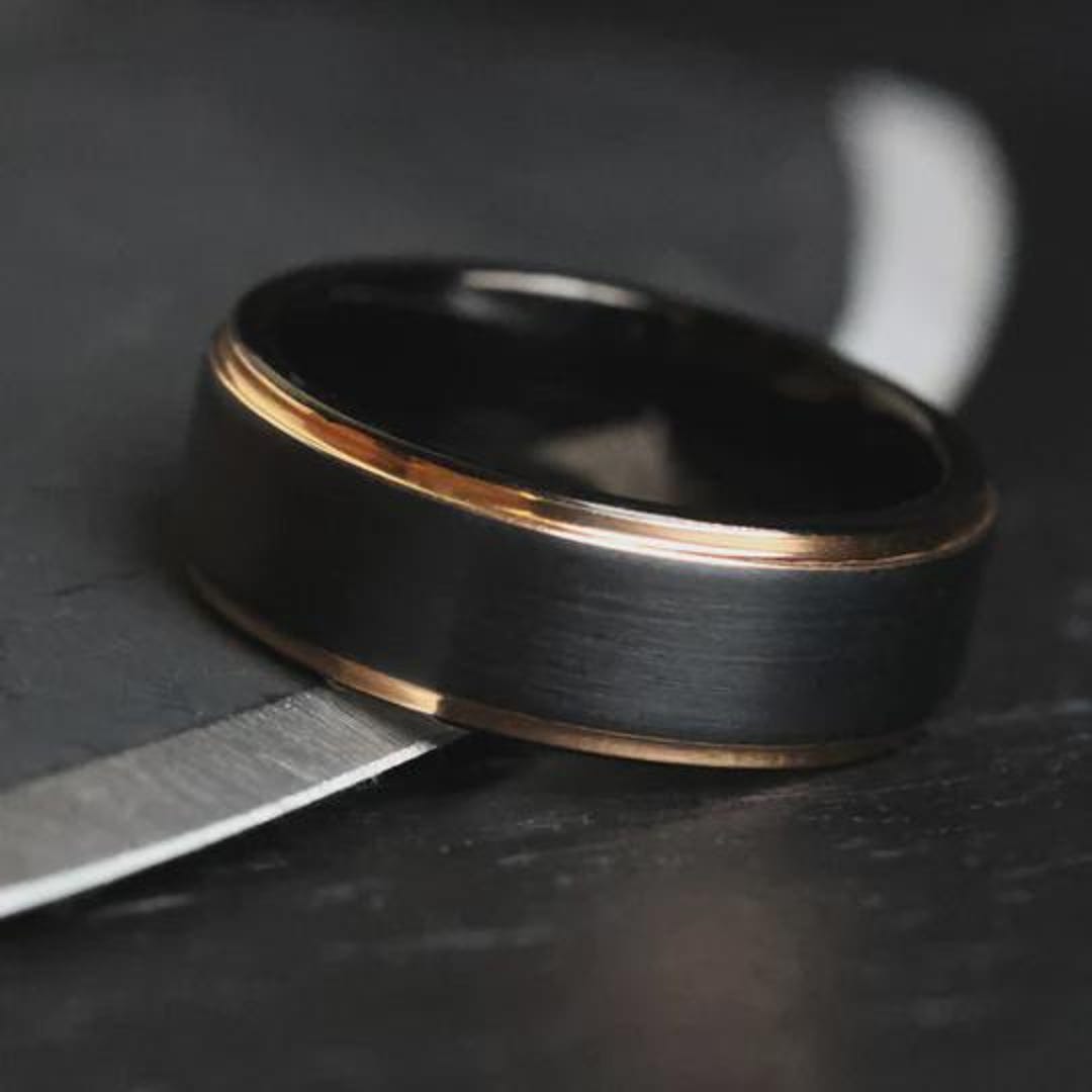 The Osiris, Black Gold Men's Ring, Black Wedding Band, Wedding Ring ...