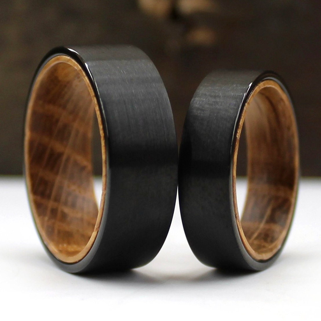 The Tiberius Set Wood Ring Set Whiskey Barrel Rings | Etsy