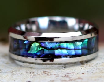 Abalone Wedding Ring | Etsy
