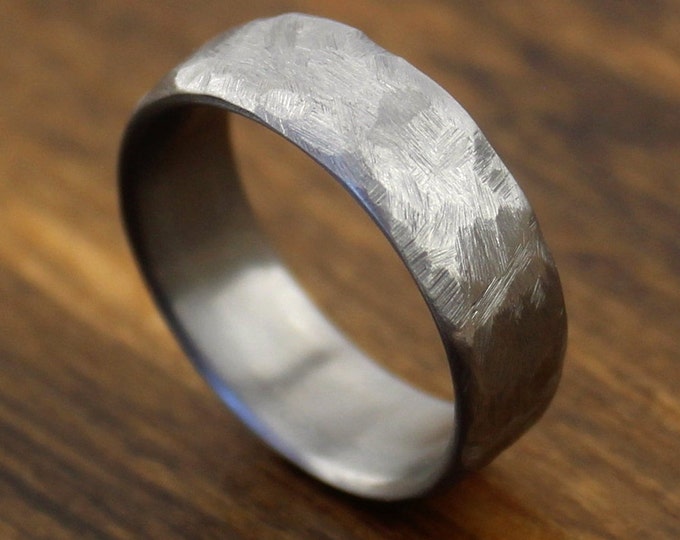 The Fjord, Hammered Titanium Ring, Distressed Titanium Ring, Rustic ...