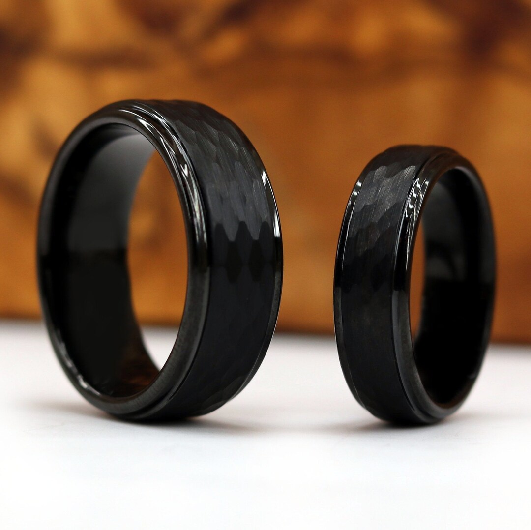 The Obscura Set, Black Ring Set, Men Black Ring, Women Black Ring, Ring ...