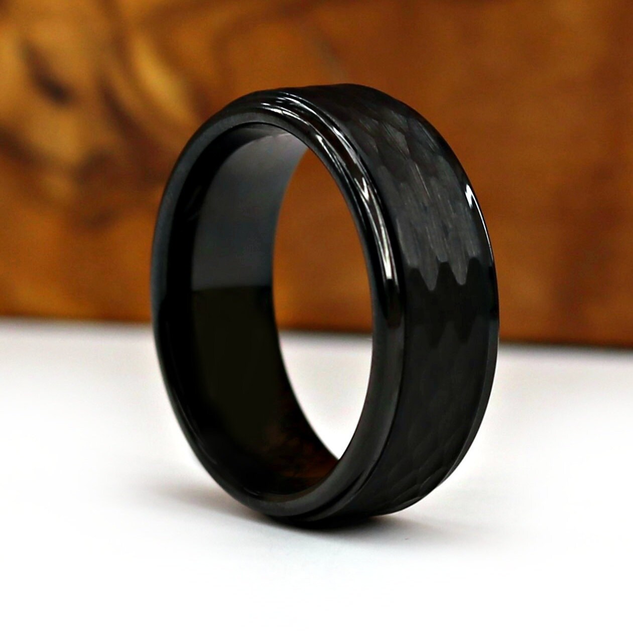 The Obscura, Black Ring, Tungsten Ring, Hammered Ring, Black Metal Ring ...