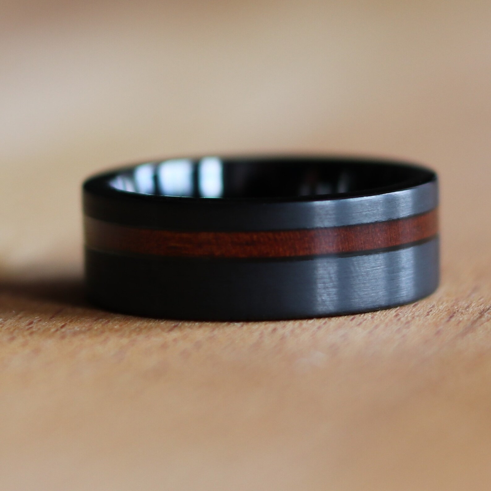 Black Redwood Redwood Ring Matte Ring Tungsten Wood Ring - Etsy
