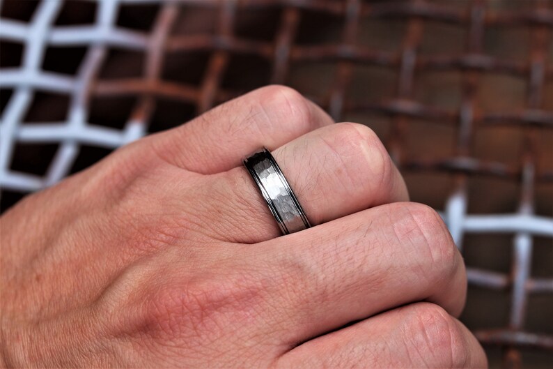 The Atlas Hammered Silver Ring Wedding Band Engagement | Etsy