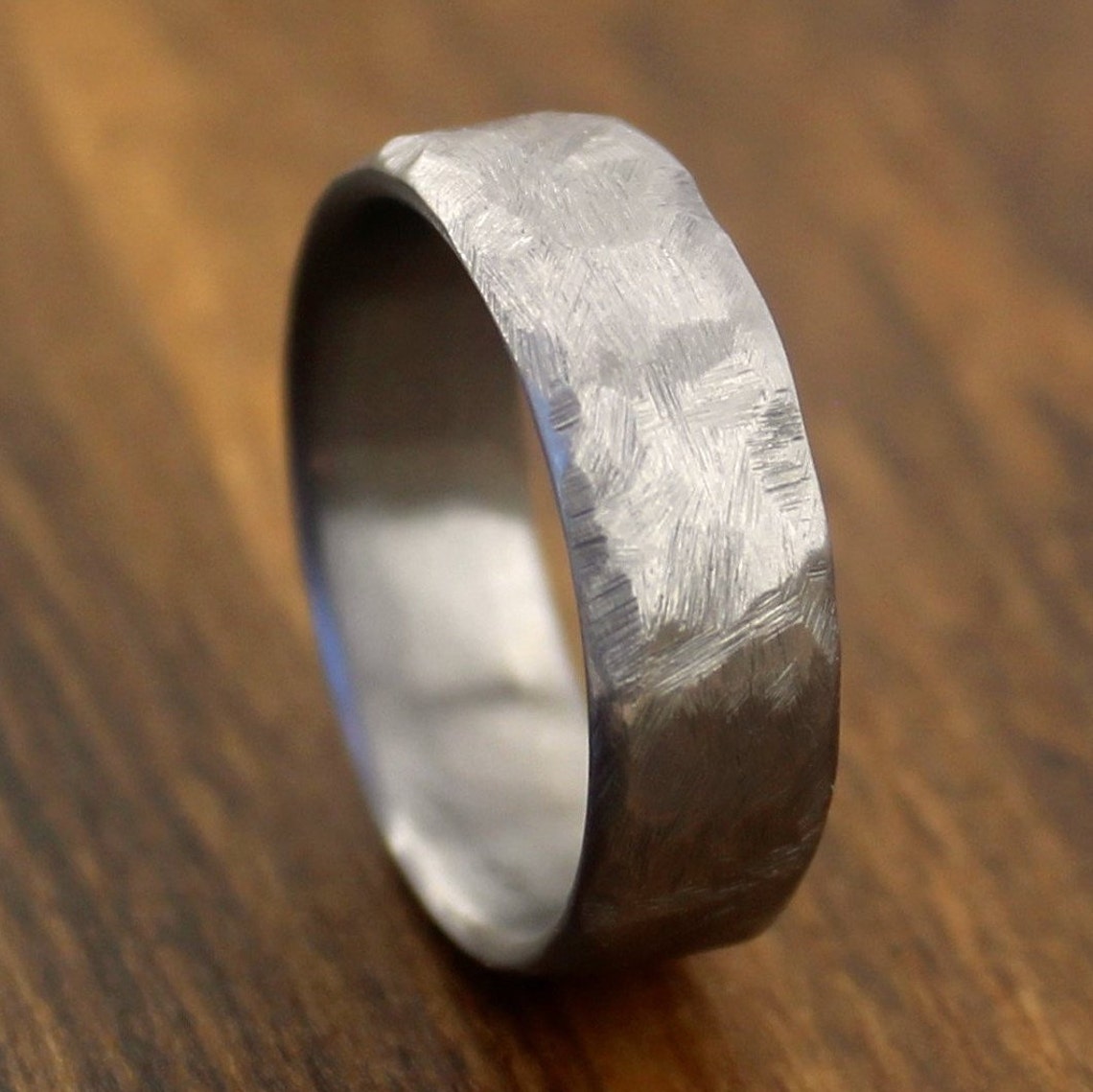 The Fjord, Hammered Titanium Ring, Distressed Titanium Ring, Rustic ...
