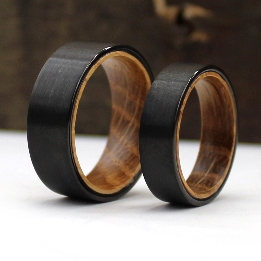 The Tiberius Set Wood Ring Set Whiskey Barrel Rings | Etsy