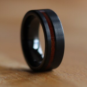 Black Redwood, Redwood Ring, Matte Ring, Tungsten Wood Ring, Tungsten ...