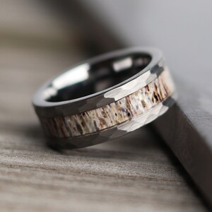 The Yee, Antler Ring, Hunter Ring, Men's Ring, Hammered Wedding Band ...